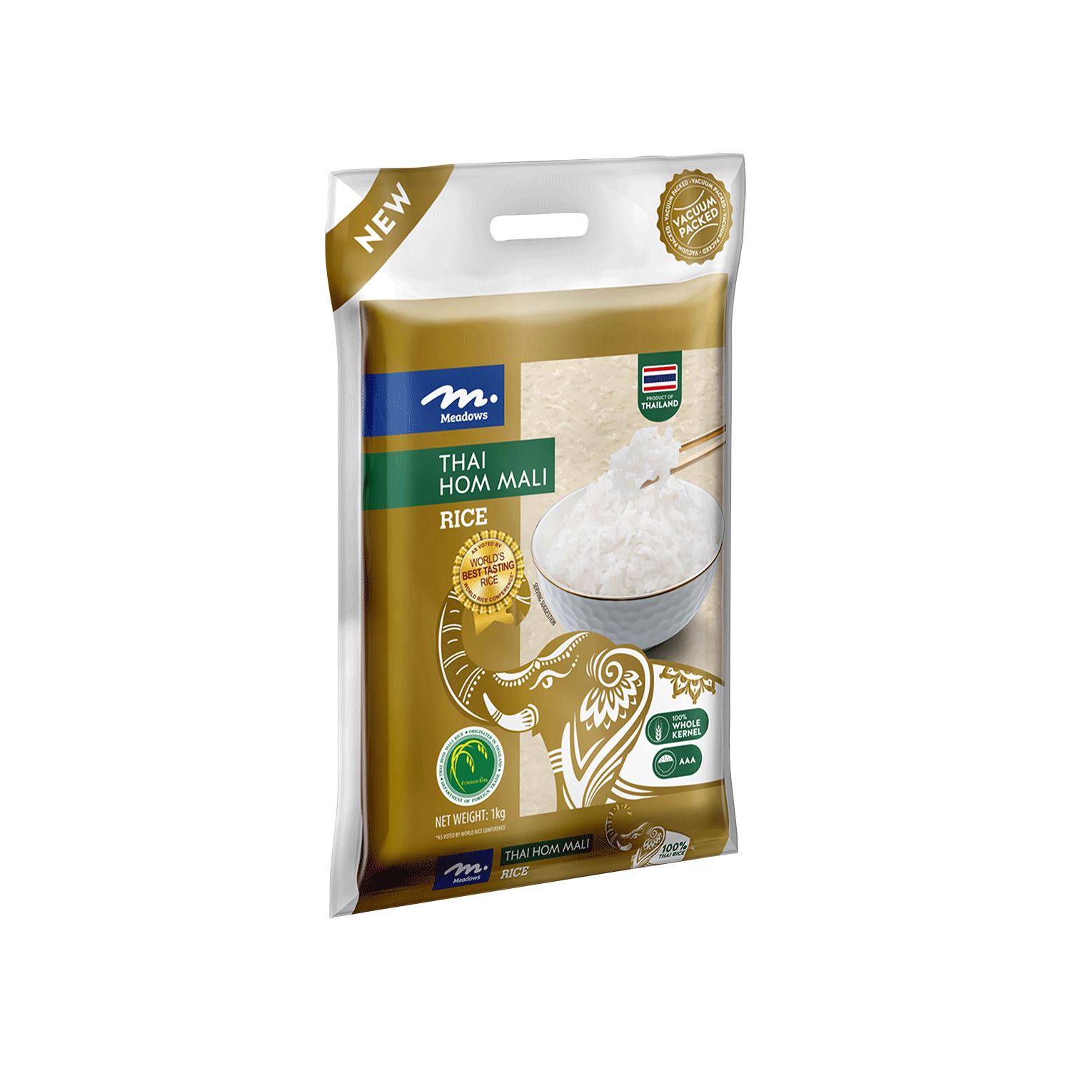 Thai Hom Mali Rice (1kg) - Gold Quality Award 2022 from Monde Selection