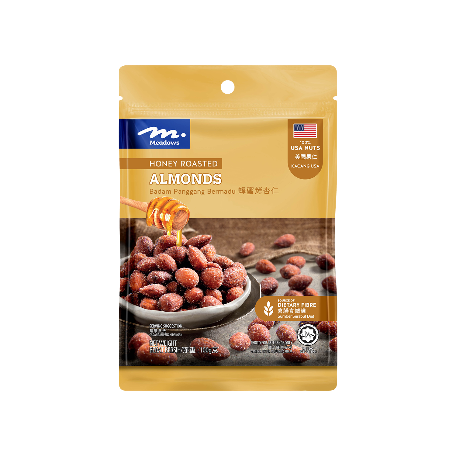 Honey Roasted Almonds 100g - Gold Quality Award 2023 from Monde Selection