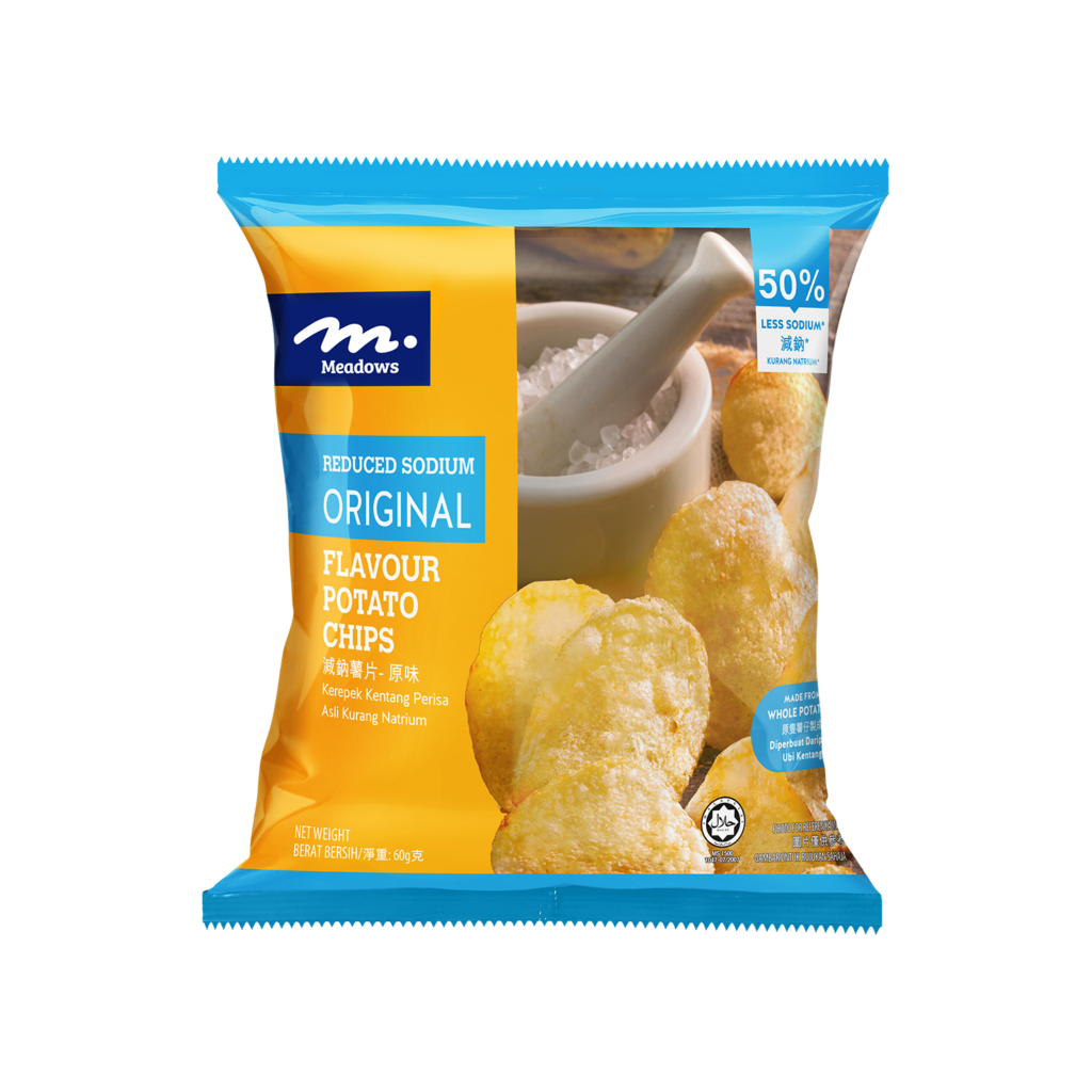 Meadows Reduced Sodium Original Potato Chips 60g - Silver Quality Award ...