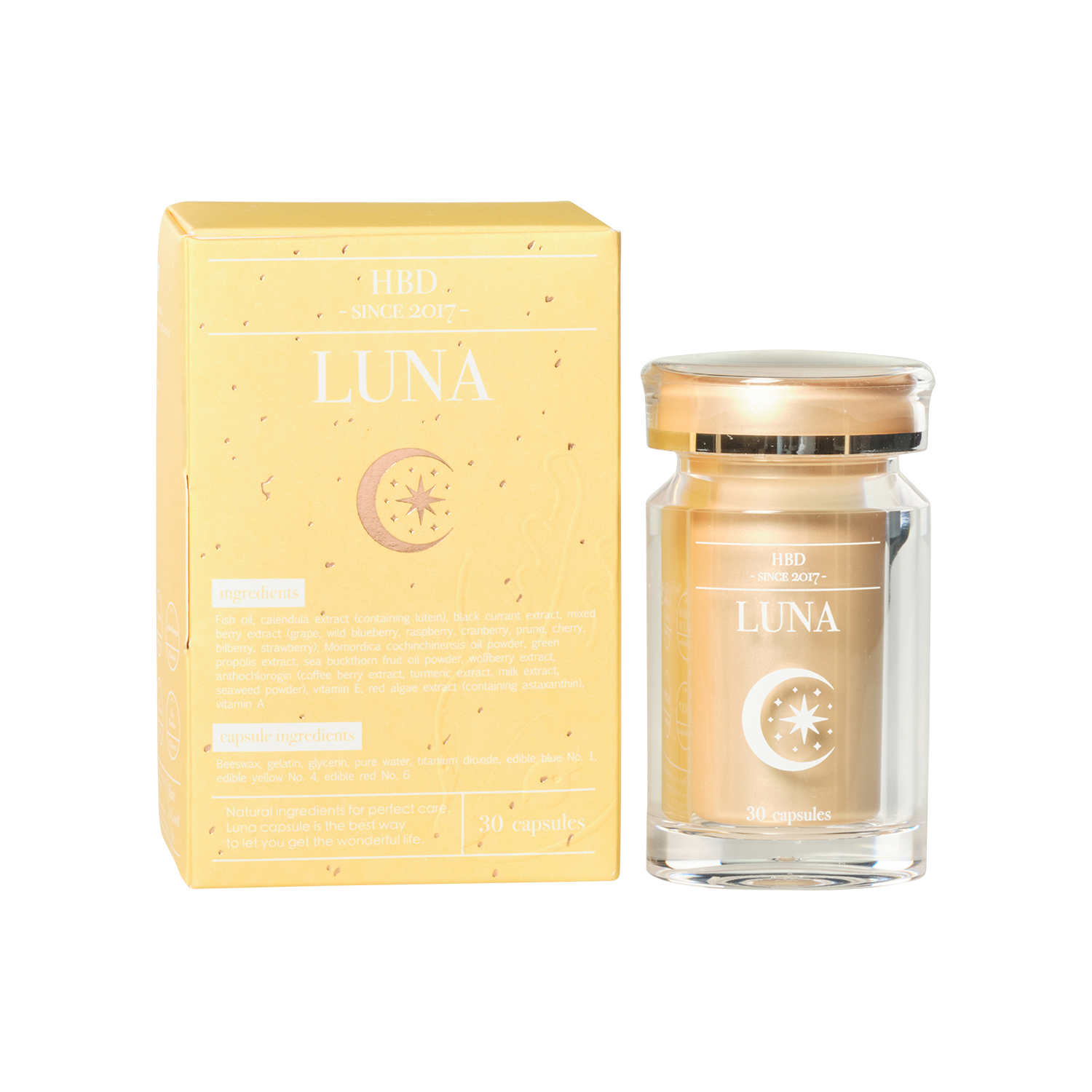 HBD LUNA Lutein Capsules - Gold Quality Award 2024 from Monde Selection
